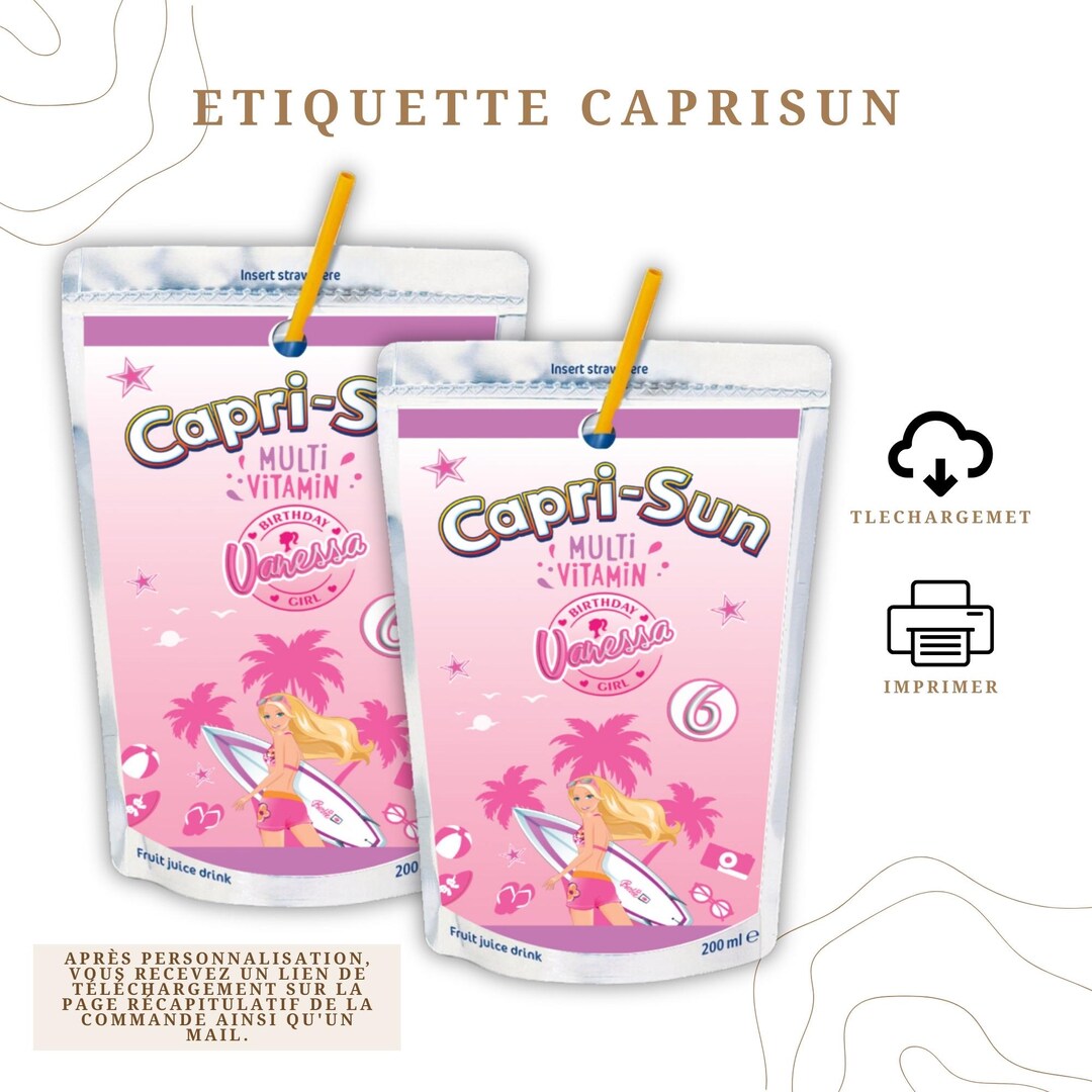 Caprisun Personalized Barbie Theme Labels - Etsy