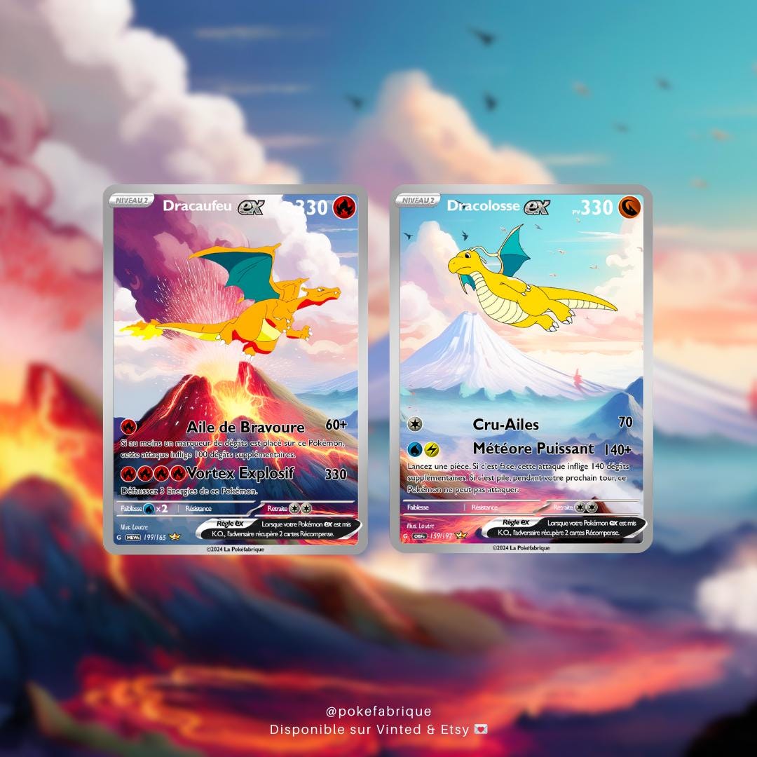 Custom Pokemon Cards Dragonite Ex Charizard Ex - Etsy