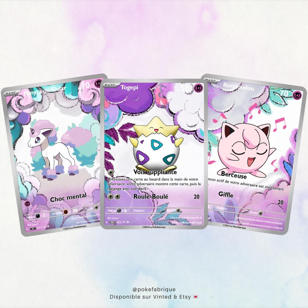 Custom Pokemon Cards Togepi Ponyta Jigglypuff - Etsy