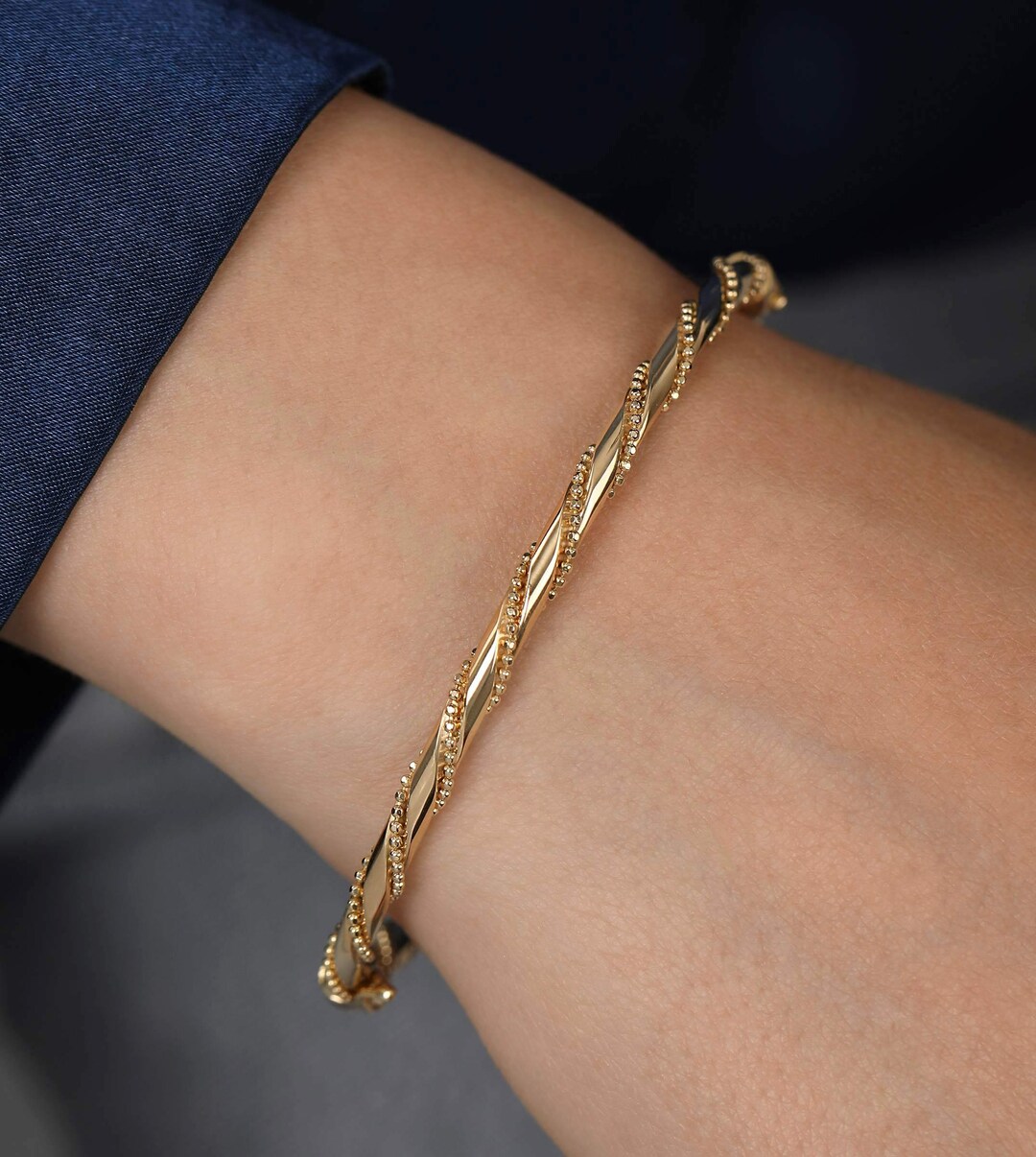 Gold Cuff Bracelet, Twisted Dorica Bangle, 14k Yellow Gold Bangle, Cuff ...