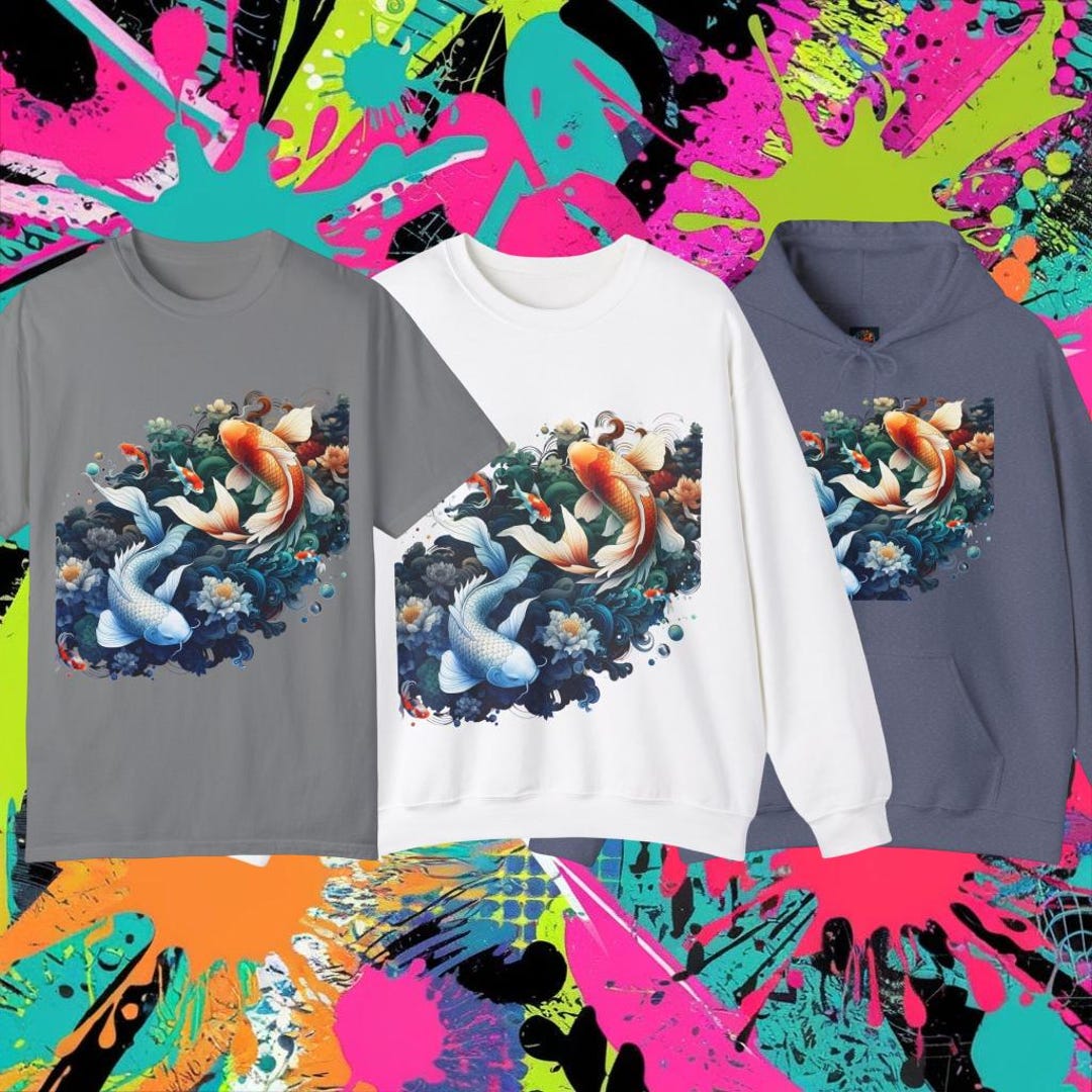Cozy Yin and Yang Japanese Koi Fish Nautical Asian Art Perfect Unique ...