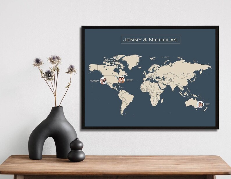 Personalized Custom World Map, Celebrate Your Relationship, Family ...