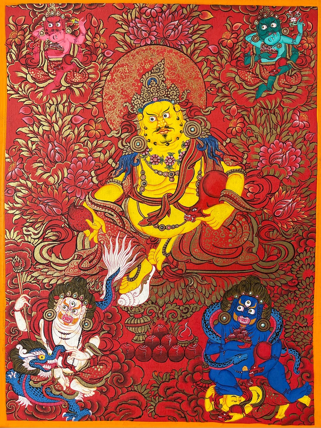 Five Wealth Gods Thangka Painting - Hand-painted Himalayan Art - Etsy