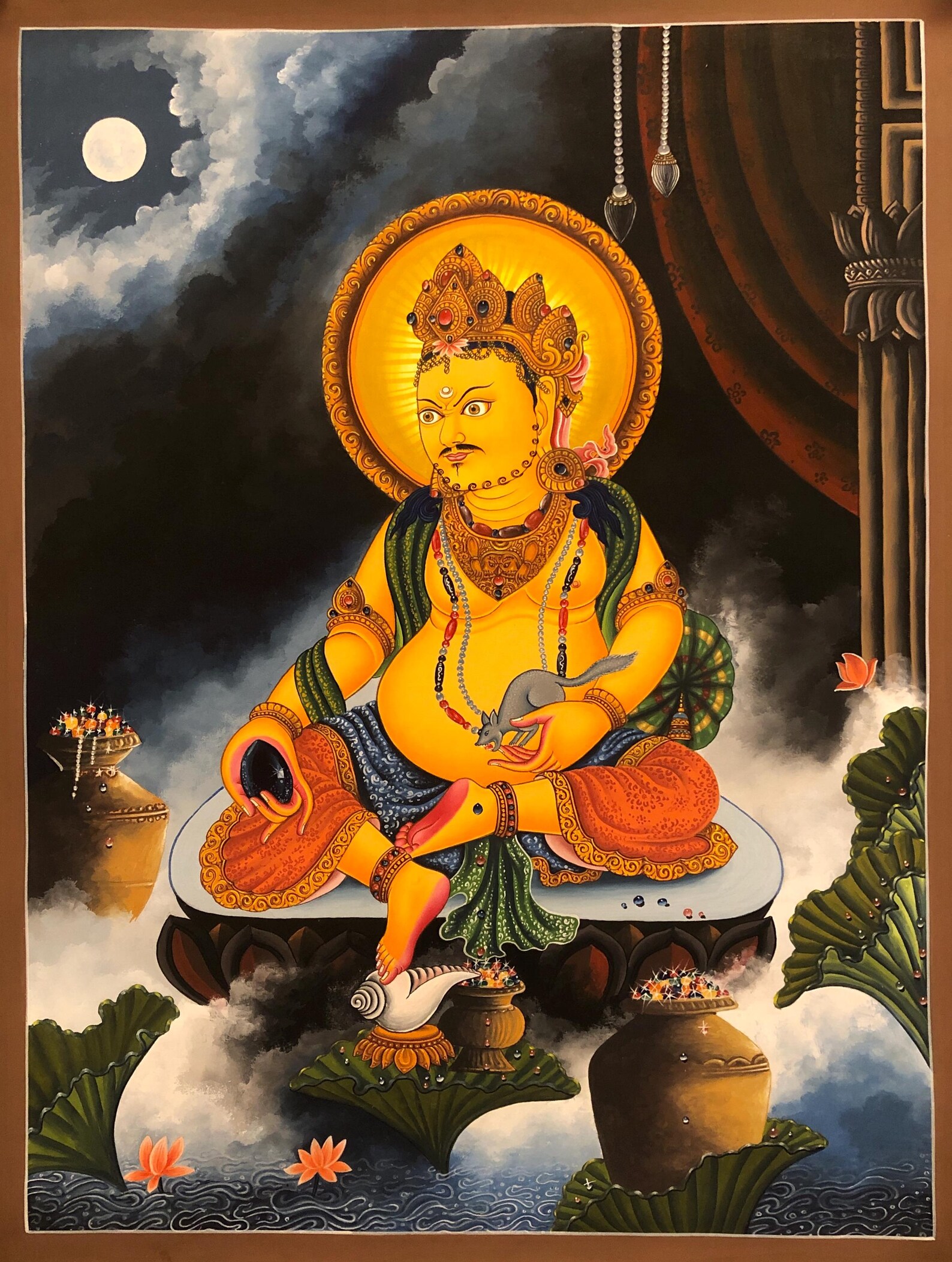 Handmade Zambala Thangka Painting Newari Thangka Kuber Thangka God of ...