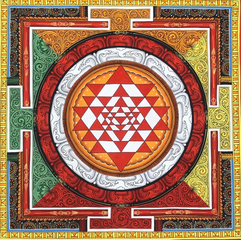 Handmade Sri Yantra Thangka Painting Shree Yantra Painting Shreeyantra ...