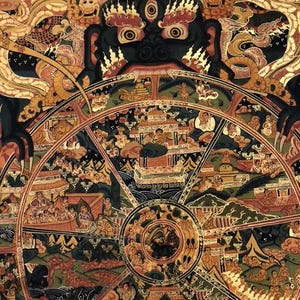 Original Handmade Samsara Thangka Painting .wheel of Life Thangka or ...