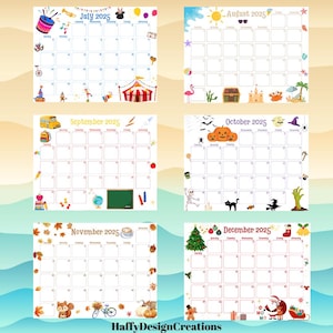 2025 Calendar Printable, Wall Calendar PDF, Cute Kids Calendar 2025 ...
