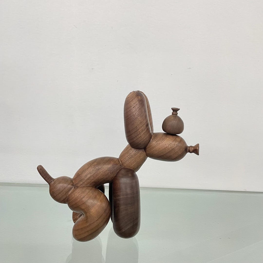 Handmade Kaws-inspired Bearbrick Ballon Dog Wooden Figurine Trendy ...