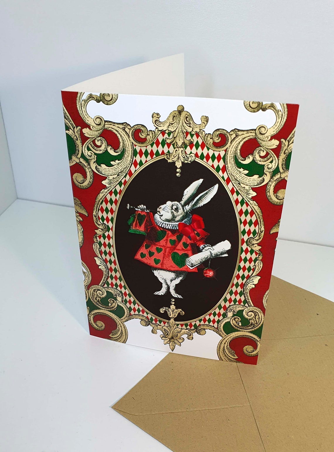 Alice in Wonderland Christmas Card (white Rabbit) - Etsy