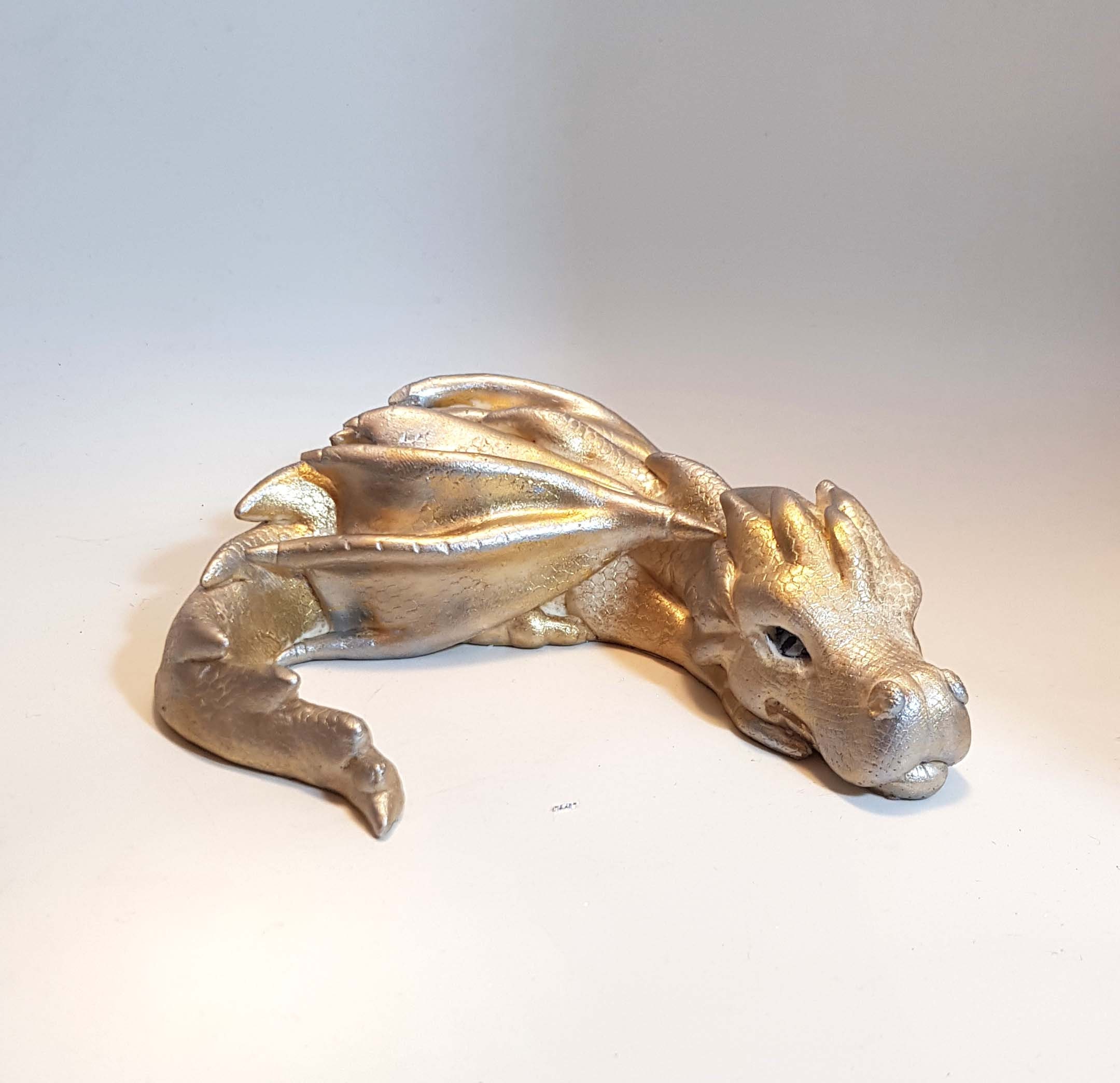 Gold Silver and Ivory Dragon Sculpture Handmade OOAK | Etsy