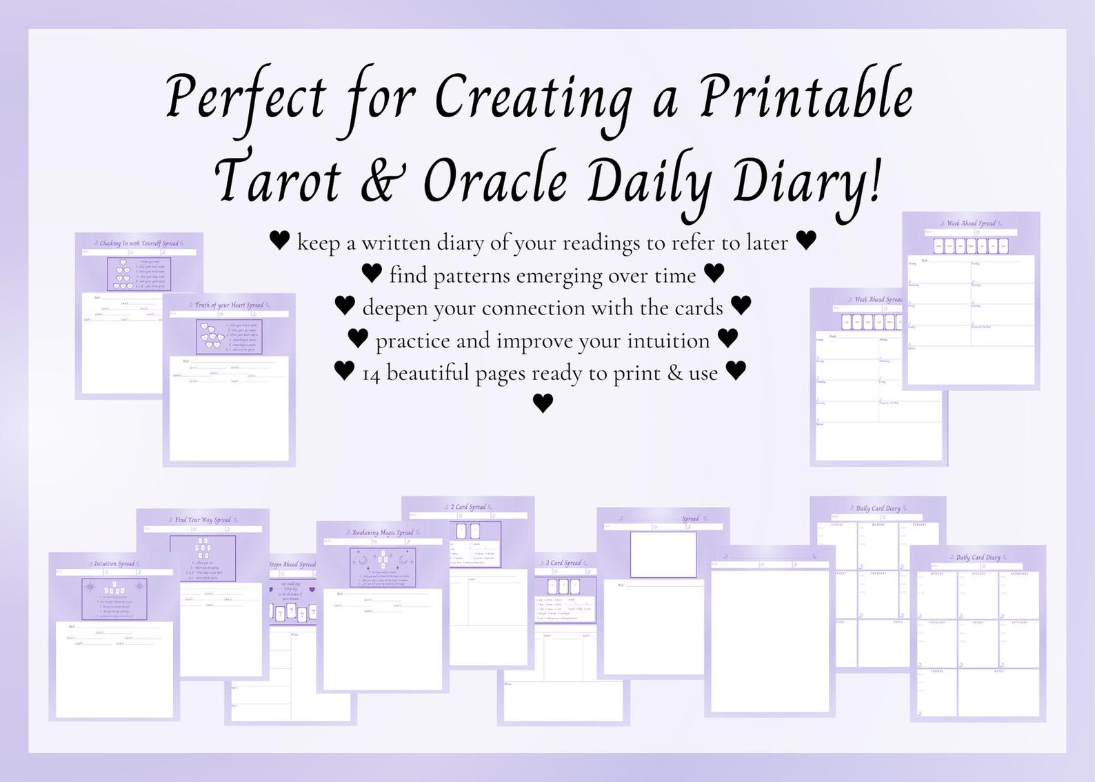 Tarot & Oracle Printable Journal Pages Collection Intuition - Etsy