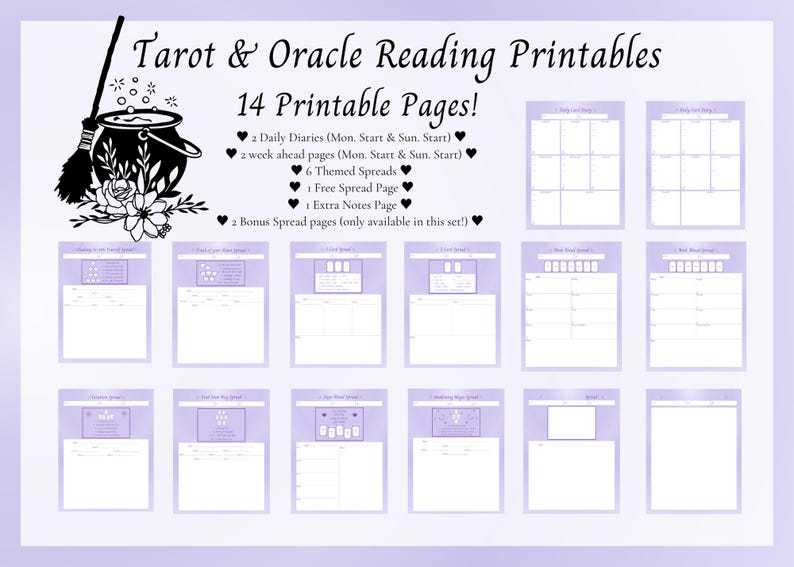 Tarot & Oracle Printable Journal Pages Collection Intuition - Etsy