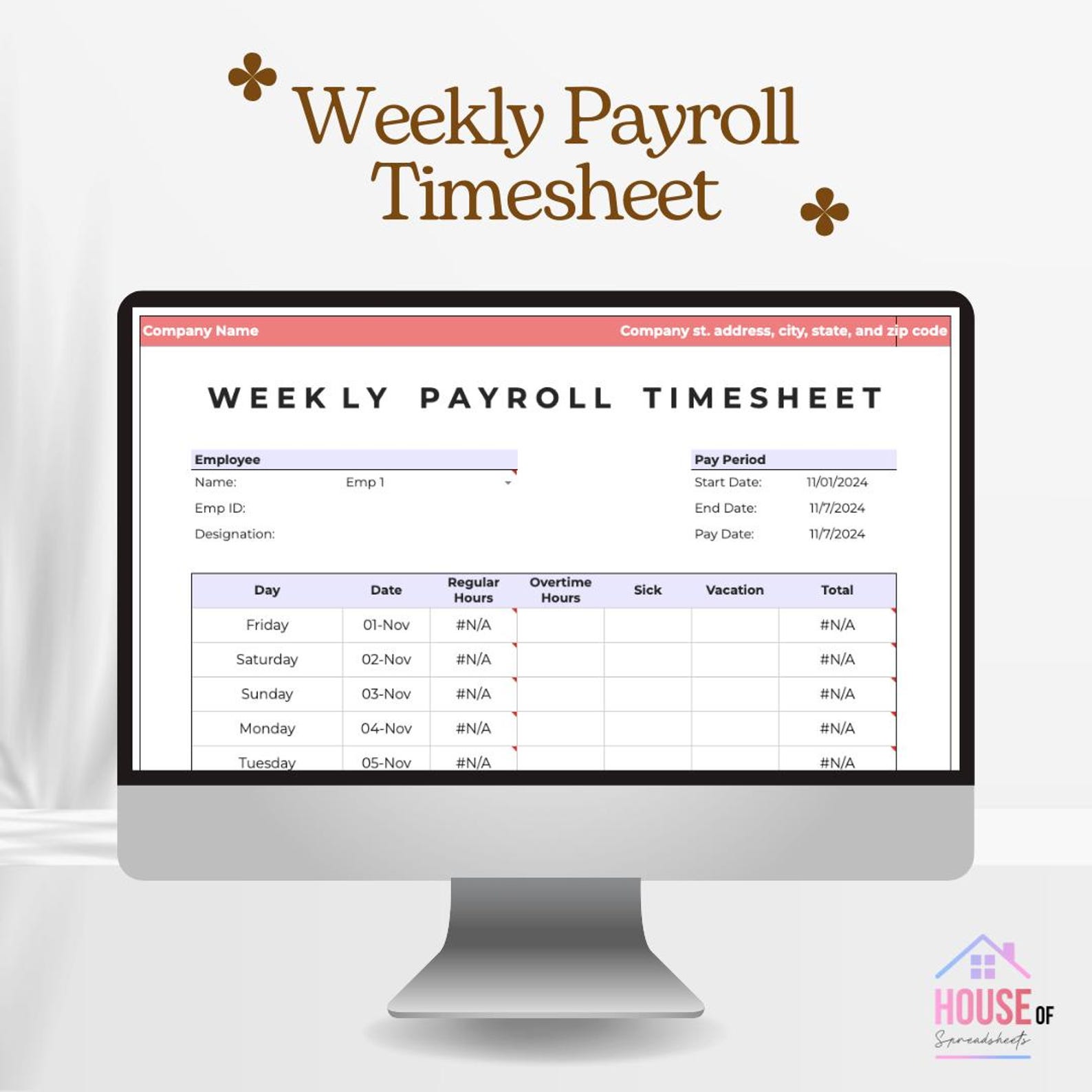 Weekly Employee Payroll | Google Sheets | Payroll Calculator | Timecard ...