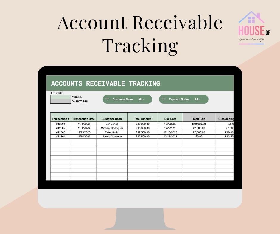 Account Receivable Tracker | Google Sheets | Cash Flow | Moneymap ...