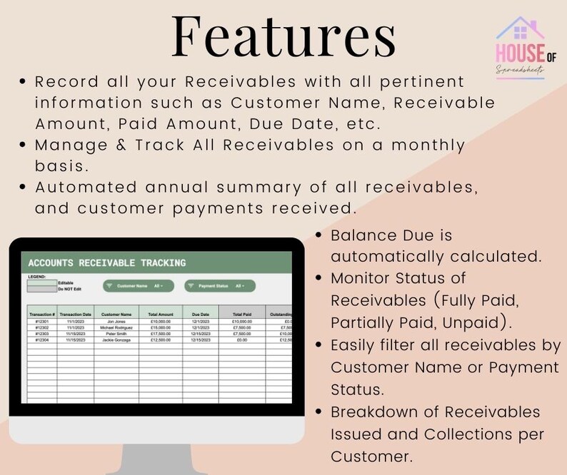 Account Receivable Tracker | Google Sheets | Cash Flow | Moneymap Tracker | Annual Dashboard ...