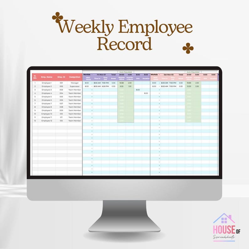 Weekly Employee Payroll | Google Sheets | Payroll Calculator | Timecard ...