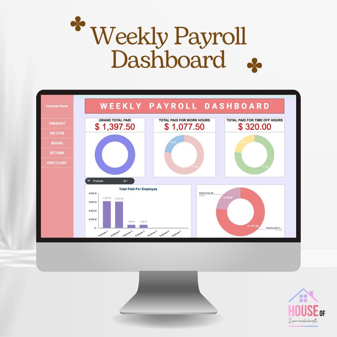 Weekly Employee Payroll | Google Sheets | Payroll Calculator | Timecard ...