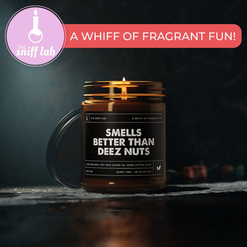 Funny Deez Nuts Scented Soy Candle, Humorous Gift for Him, Man Cave ...