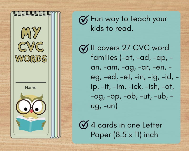 Learn to Read CVC Words, CVC Words Flashcards, Phonics Cards Printable ...