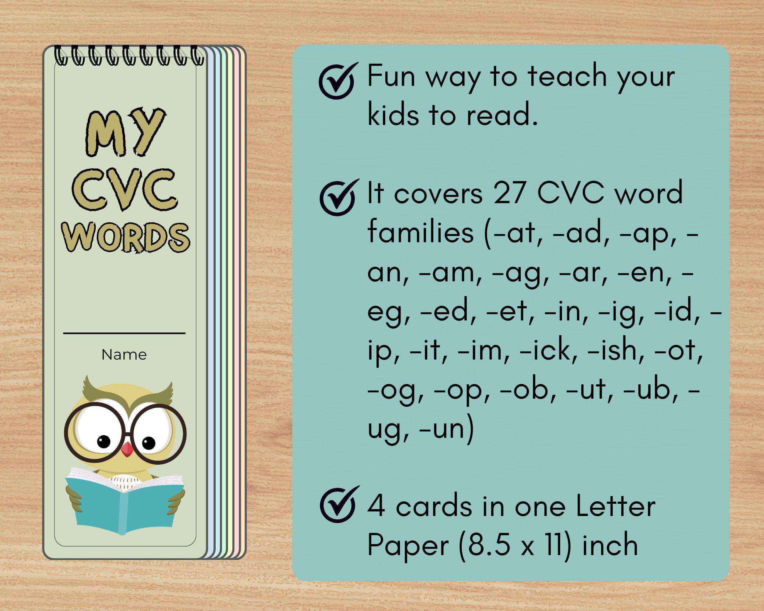 Learn to Read CVC Words, CVC Words Flashcards, Phonics Cards Printable ...