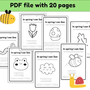 Spring Coloring and Word Tracing Pages, Spring Coloring Pages, Spring ...