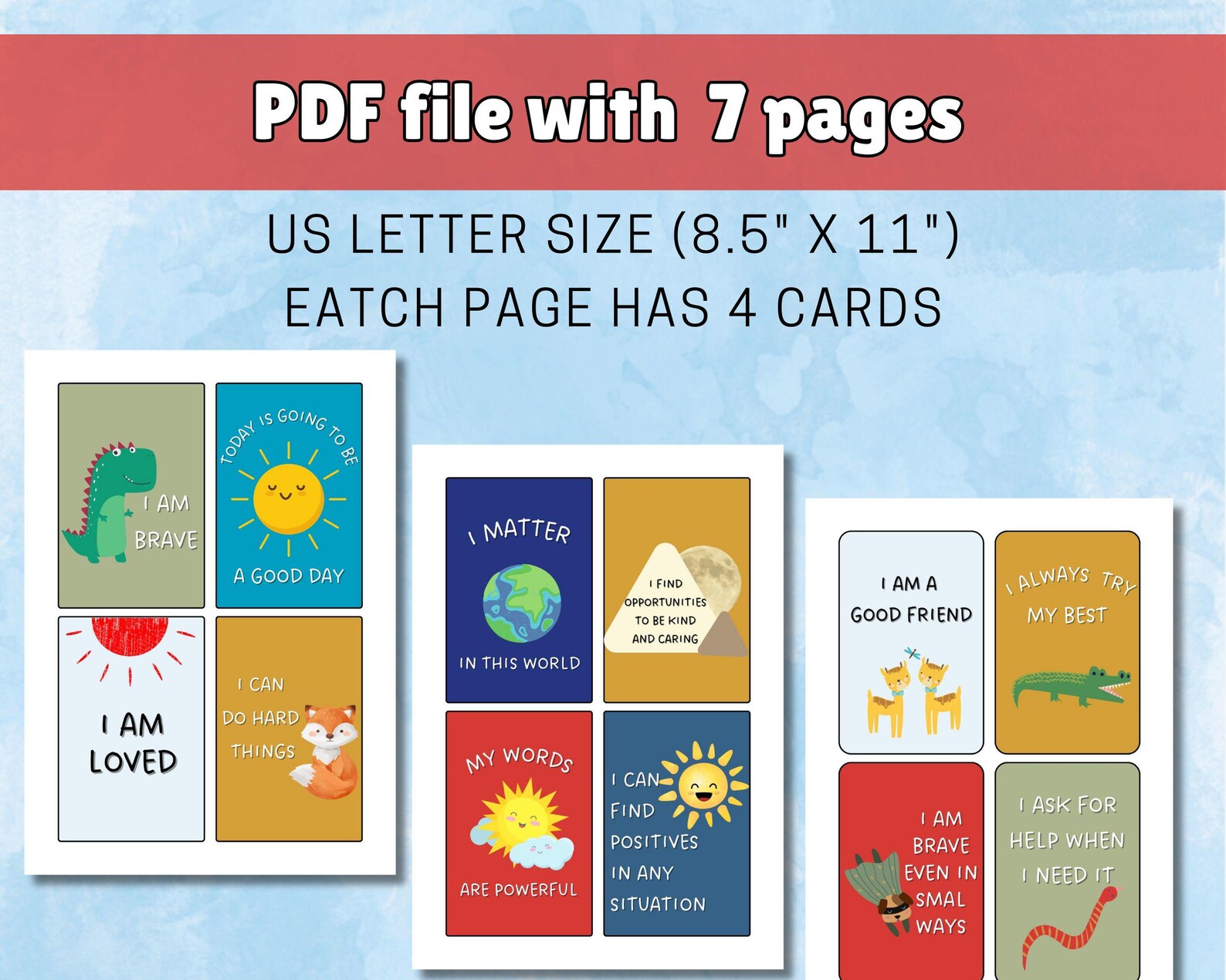 Kids Positive Affirmation Cards, Positive Affirmation Cards ...