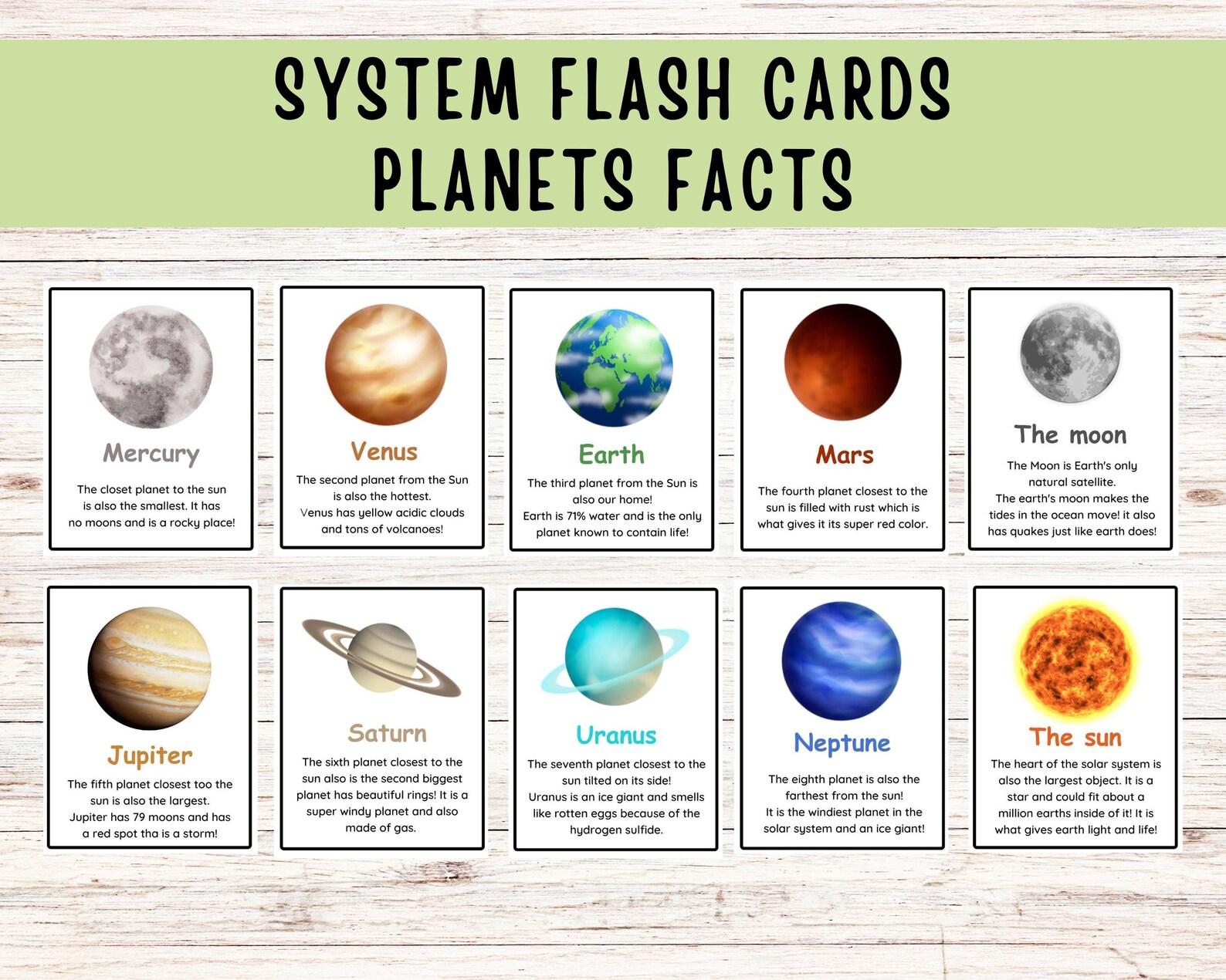 Solar System Planets Flash Cards | Space Flash Cards | Homeschool ...
