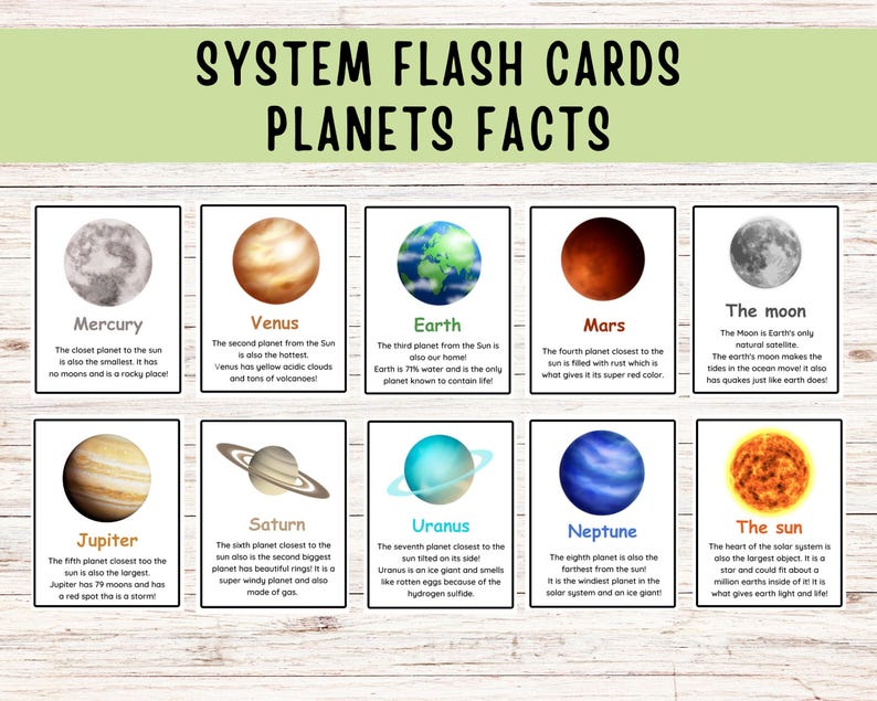 Solar System Planets Flash Cards | Space Flash Cards | Homeschool ...