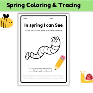 Spring Coloring and Word Tracing Pages, Spring Coloring Pages, Spring ...