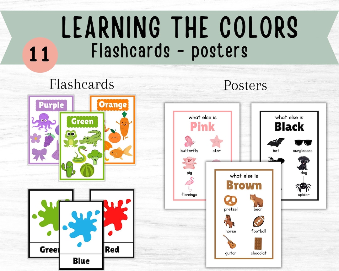 Teaching Colors Flashcards and Posters for Preschool and Kindergarten ...