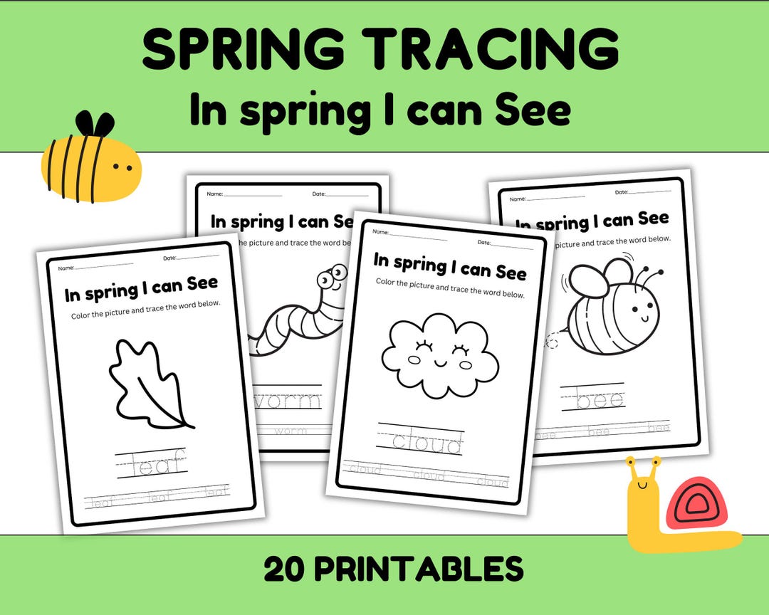 Spring Coloring and Word Tracing Pages, Spring Coloring Pages, Spring ...