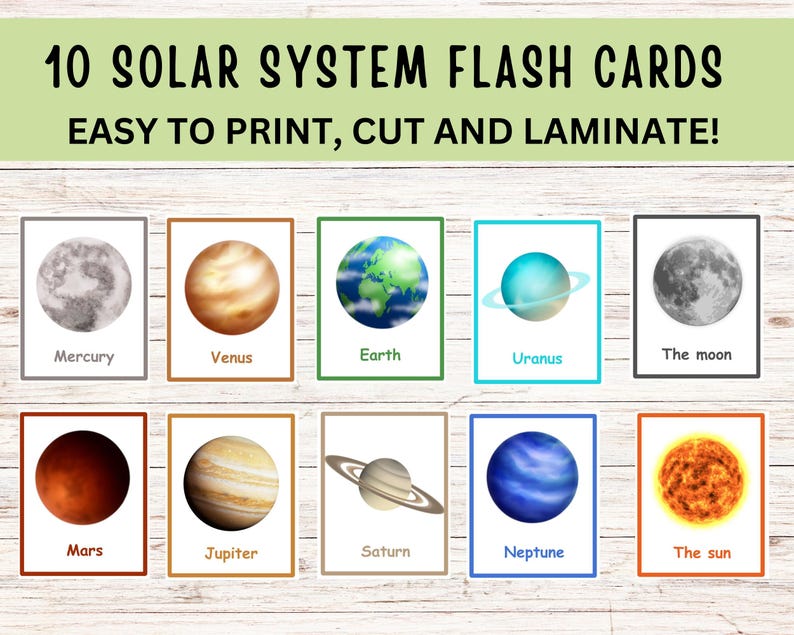 Solar System Planets Flash Cards | Space Flash Cards | Homeschool ...