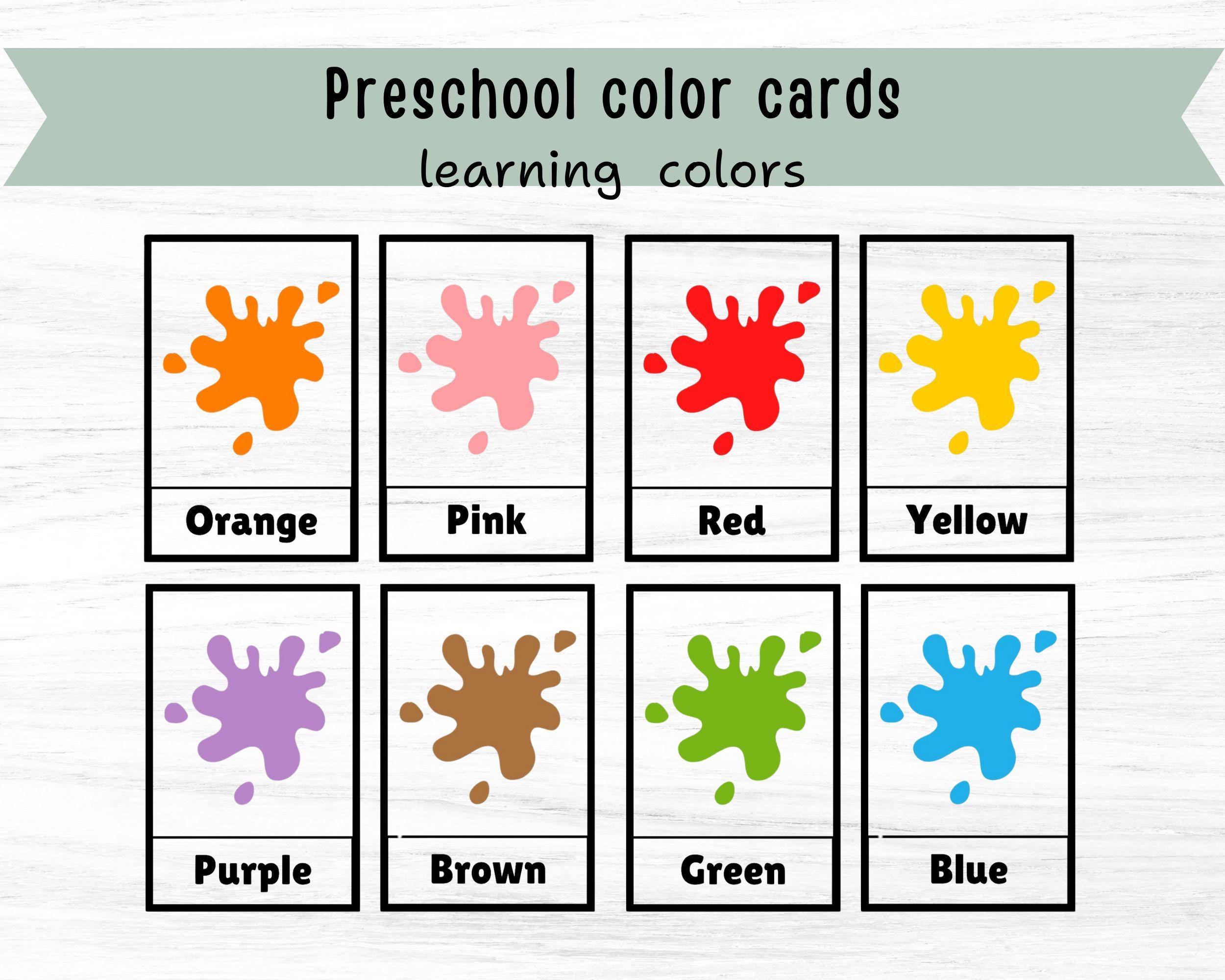Teaching Colors Flashcards and Posters for Preschool and Kindergarten ...