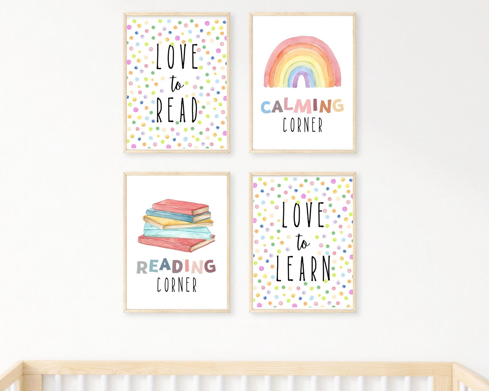 Kids Montessori Reading Corner Set of 4 Wall Art | Calming Corner ...