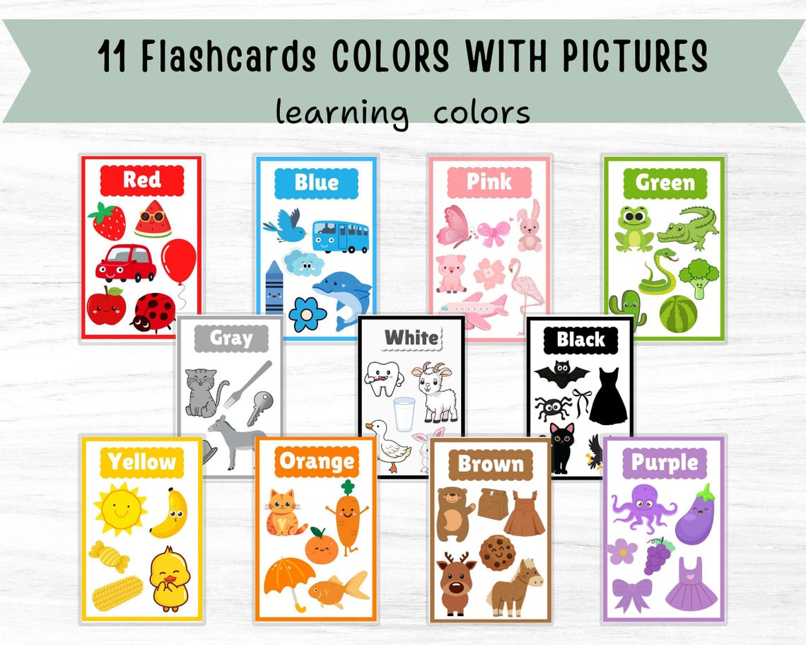Teaching Colors Flashcards and Posters for Preschool and Kindergarten ...