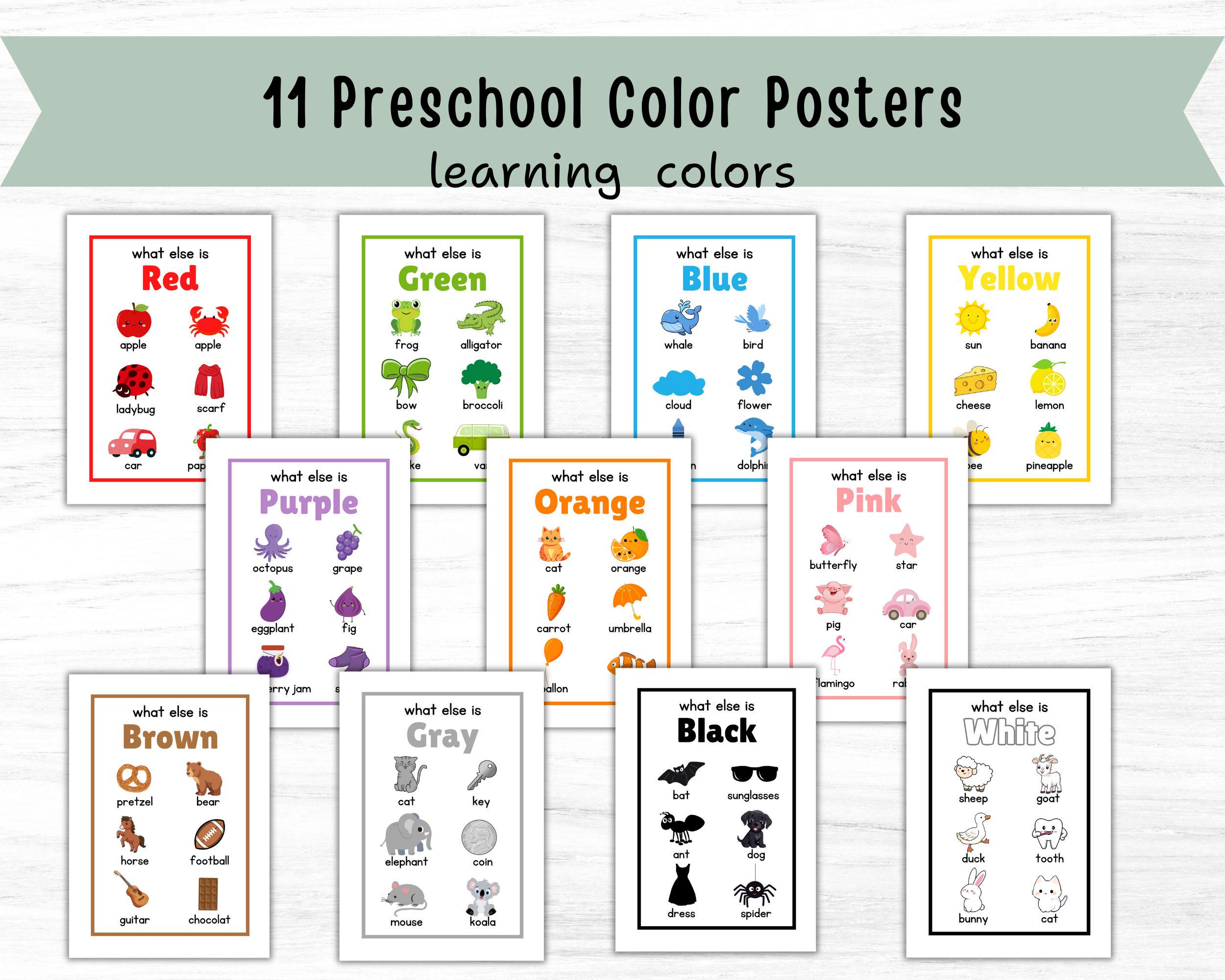 Teaching Colors Flashcards and Posters for Preschool and Kindergarten ...