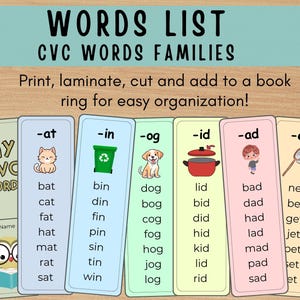 Learn to Read CVC Words, CVC Words Flashcards, Phonics Cards Printable ...