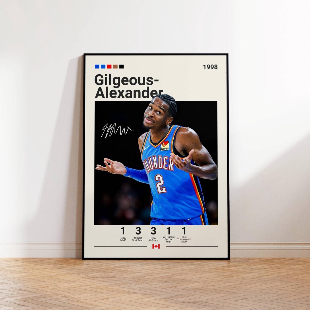 Shai Gilgeous-alexander Poster, City Thunder Poster, NBA Poster, Gift ...