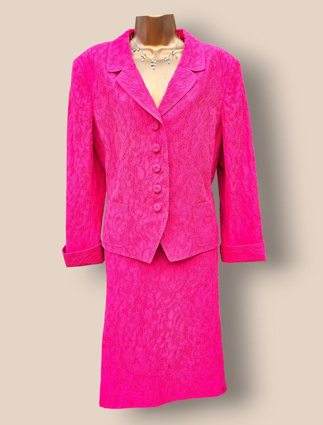Caroline Charles Vintage Cerise Pink Skirt & Jacket UK 16 US 12 EU 44 ...