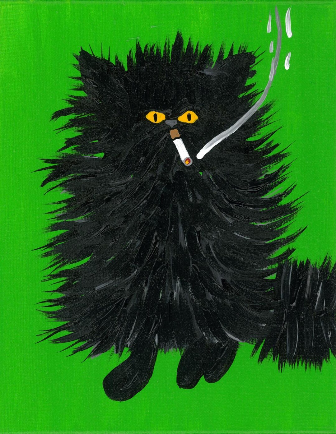 Fluffy Angry Cat Hendrix Smoking Art Print 8x10 - Etsy