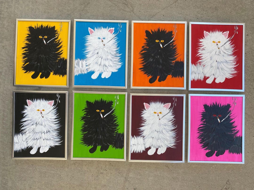 Hendrix and Coco Pop Art Chrome Framed Paintings 9x11 - Etsy