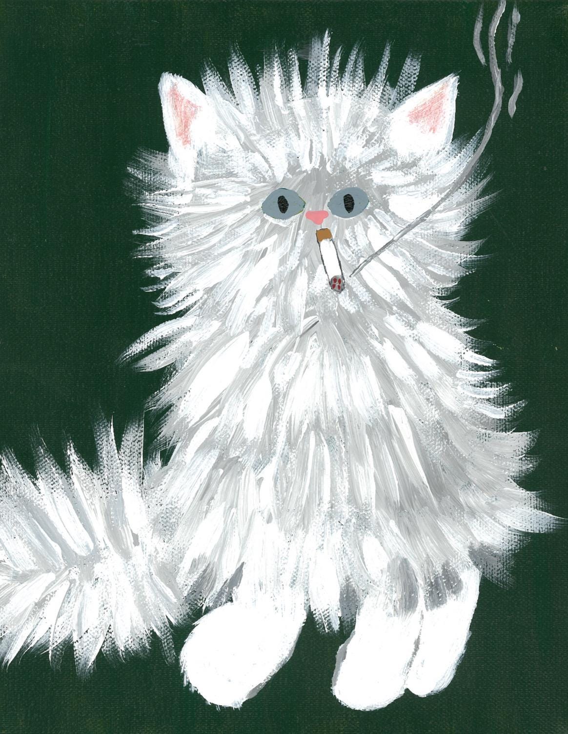 Fluffy Cat Smoking Art Print 8x10 - Etsy