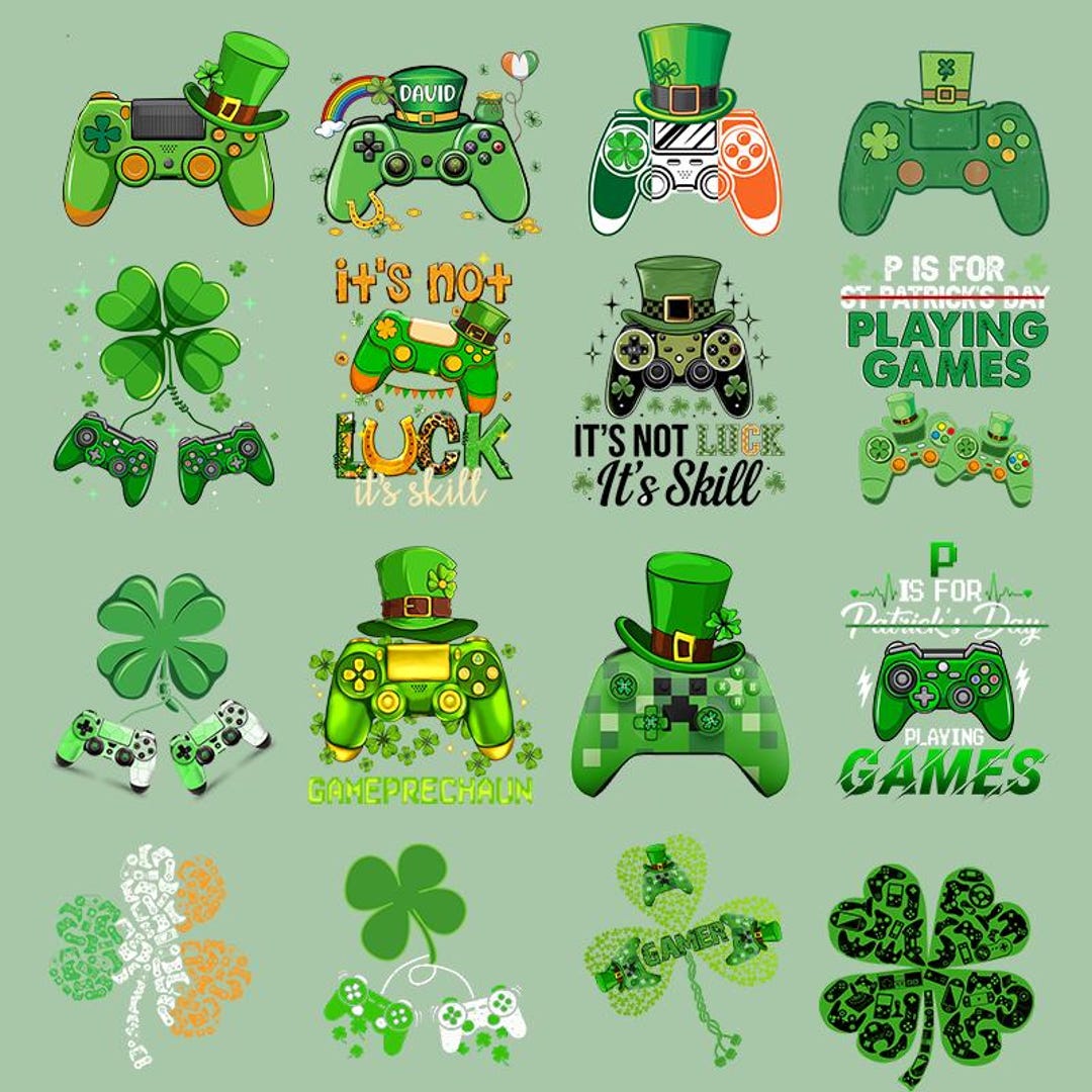 Gaming St. Patty's Day Png, Irish Gamer Png, Shamrock Clover Video Game ...