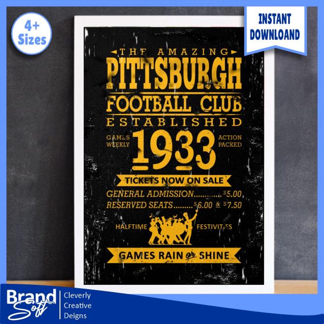 Pittsburgh Steelers Digital Wall Art: Vintage Style Decor for Dedicated ...