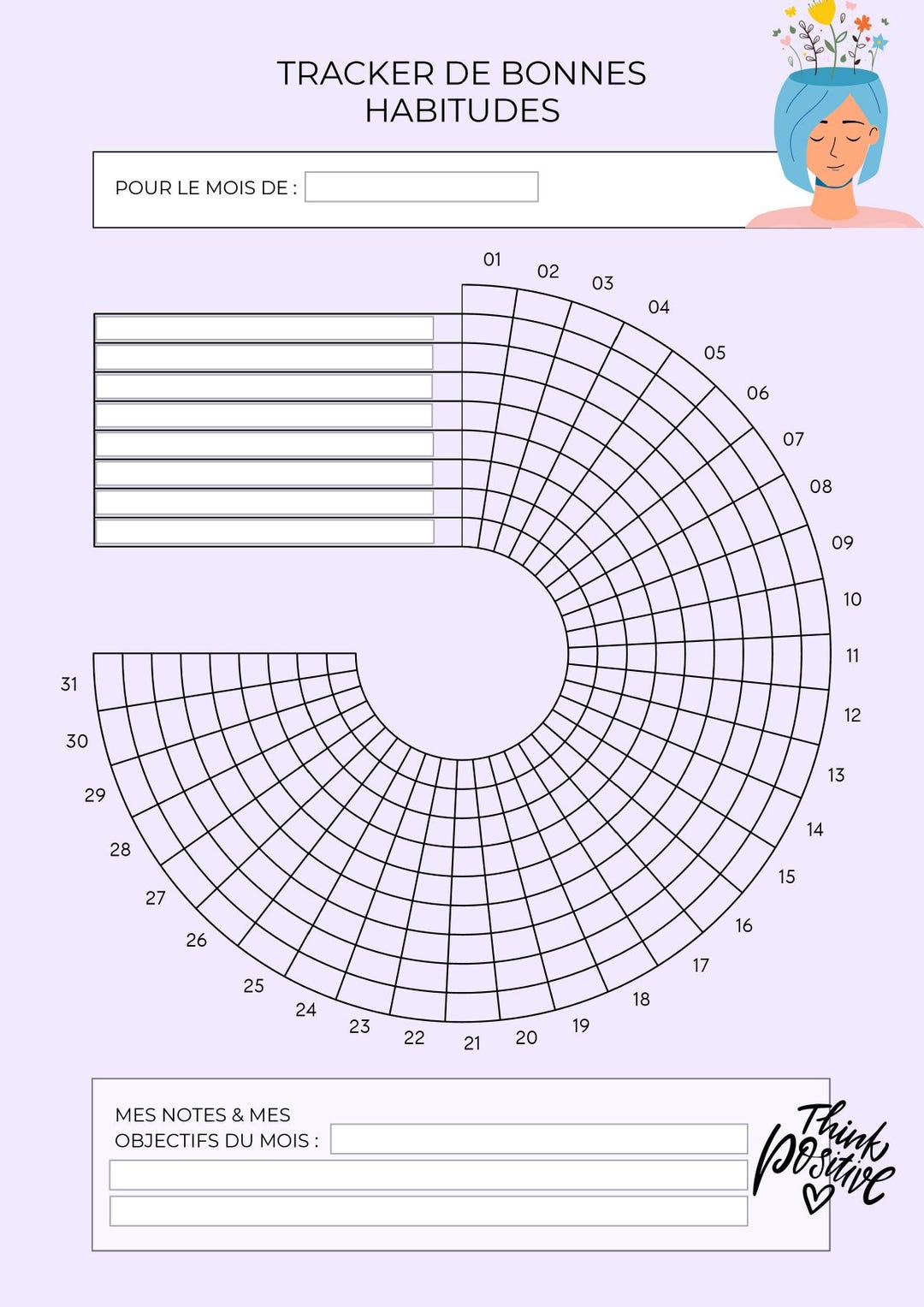 Monthly Good Habit Tracker Aesthetic Circular Design - Etsy UK