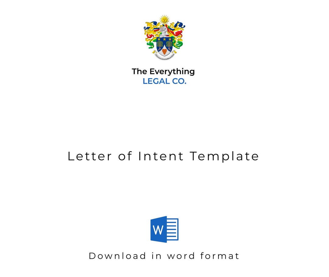 Letter of Intent Template | Digital Download in Word Document | Easy ...