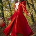 A Little Red Riding Hood Wool Coat, Long Wool Coat, Vintage Inspired ...