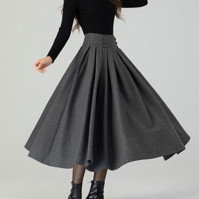 Long Swing Gray Skirt - Etsy