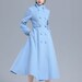 Double Breasted Wool Coat, Light Blue Wool Coat, Warm Winter Wool Coat ...