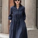 Swing Linen Shirt Dress, Button Front Shirtdress With Pockets, High ...